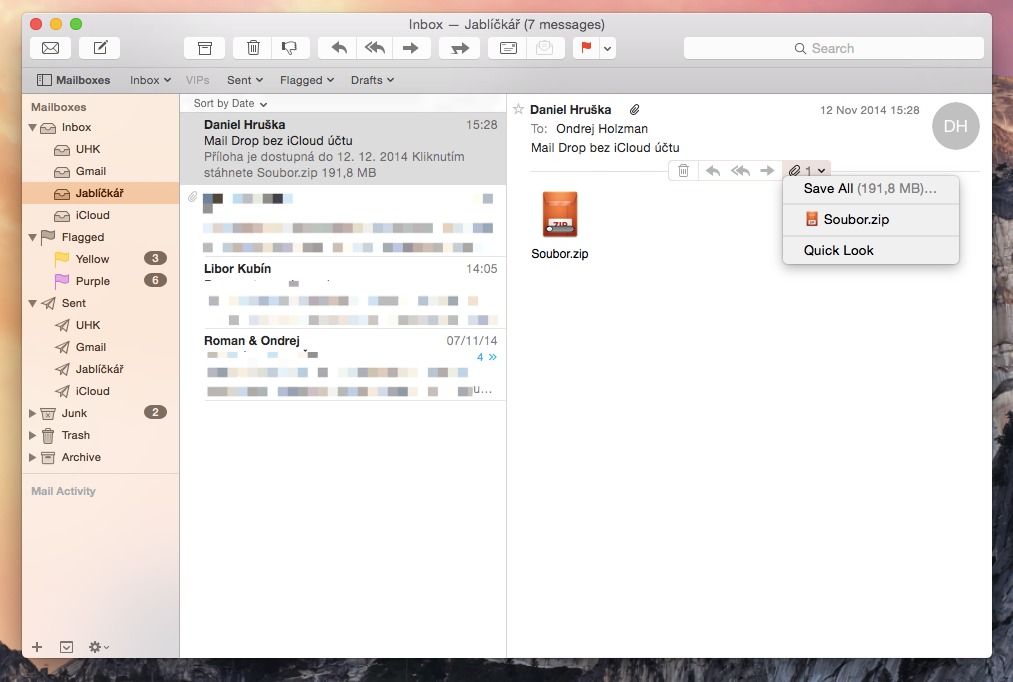 Jak zapnout Mail Drop na jiném e-mailovém účtu – Jablíčkář.cz
